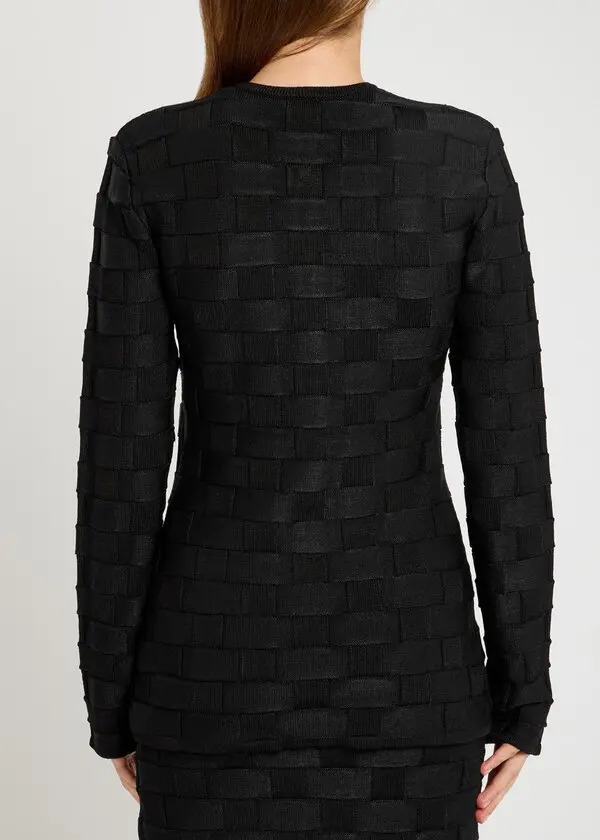 Tove Uma Checked Knit Cardigan - Black