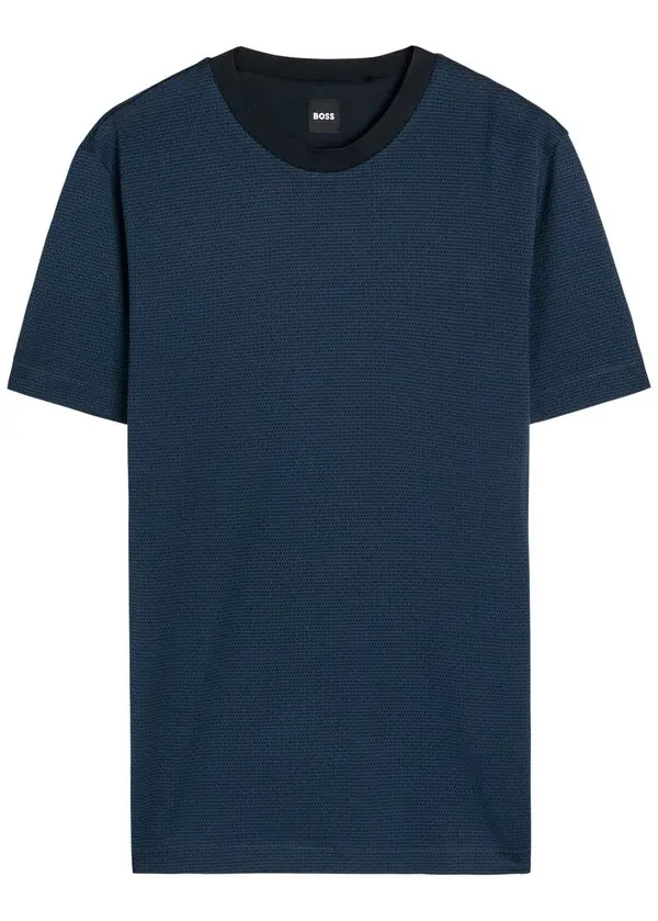 BOSS C-thompson 212 Patterned Fine-knit T-shirt - Navy