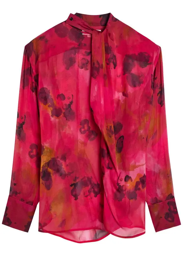 Victoria Beckham Draped Floral Silk-chiffon Blouse - Multi Print