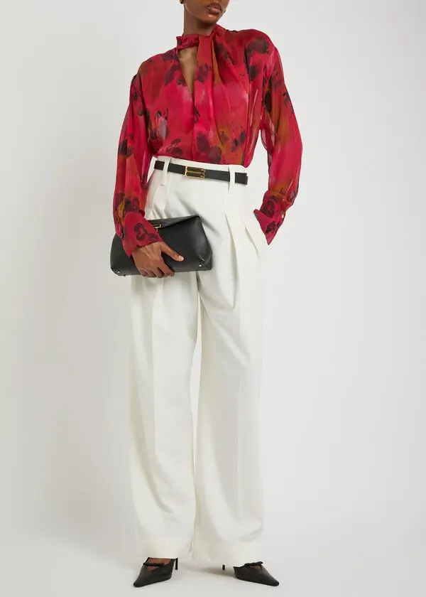 Victoria Beckham Draped Floral Silk-chiffon Blouse - Multi Print