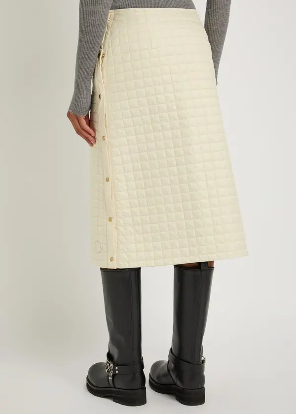 Moncler Quilted Shell Midi Skirt - Beige