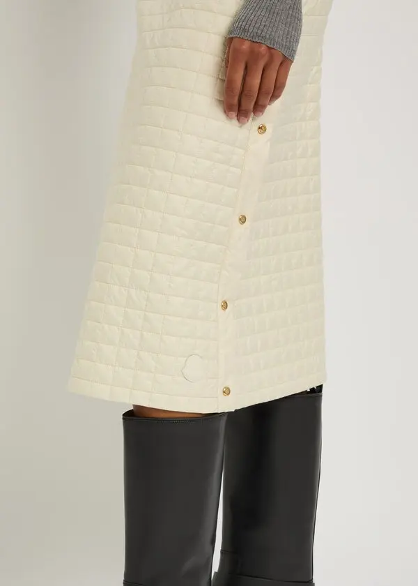 Moncler Quilted Shell Midi Skirt - Beige
