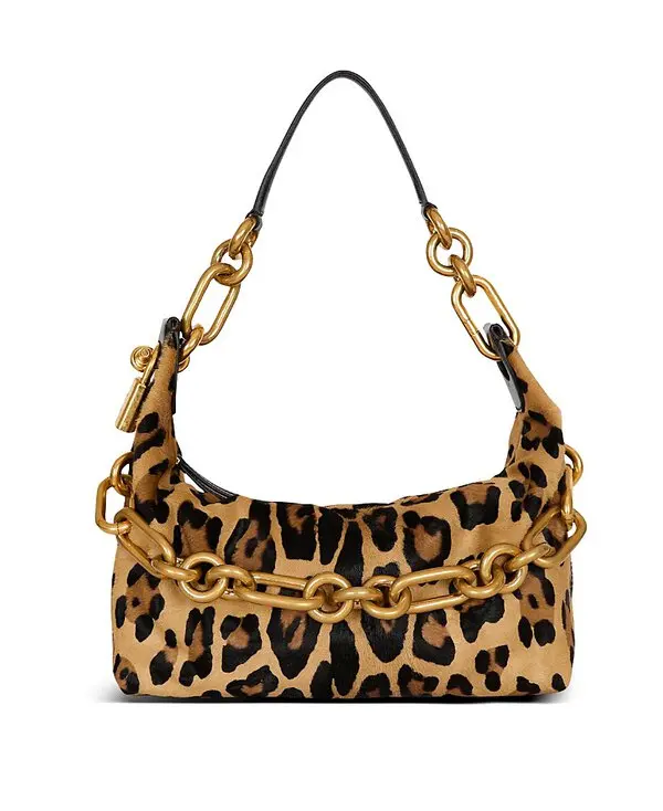 Balmain Medium Leopard Print Leather Bag - Brown