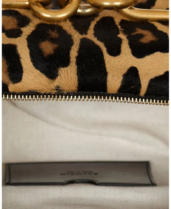 Balmain Medium Leopard Print Leather Bag - Brown
