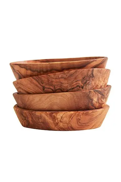 VERVE CULTURE Set Of 4 Olivewood Aperitivo Bowls - Brown
