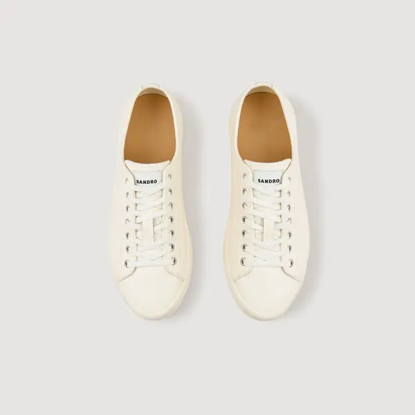 Sandro Low-top Leather Trainers - Off White