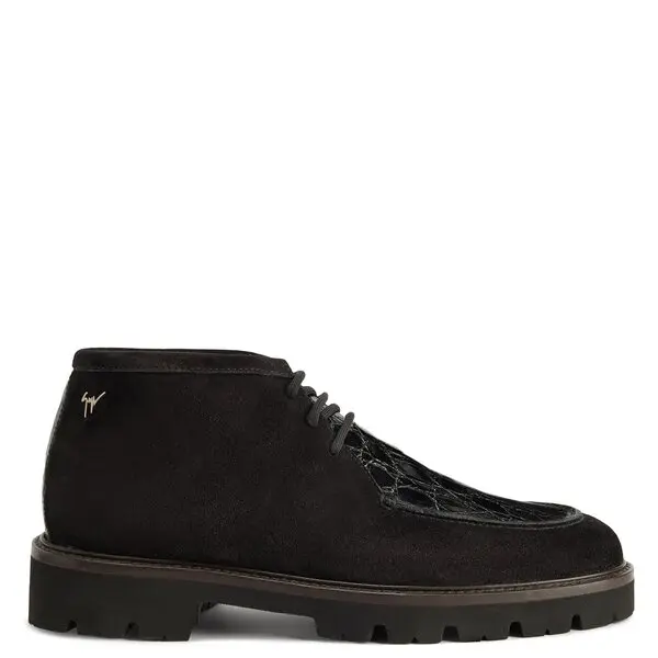 GIUSEPPE ZANOTTI Rivaux High Suede Lace-up Ankle Boots - Black