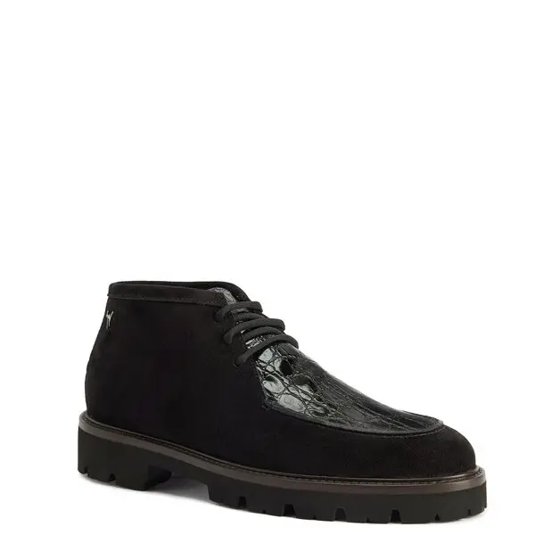 GIUSEPPE ZANOTTI Rivaux High Suede Lace-up Ankle Boots - Black