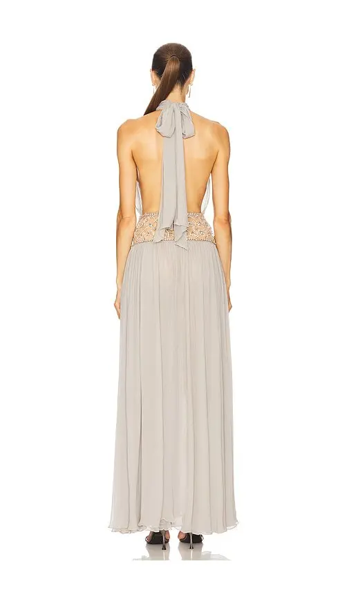 Retrofete Kreeli Embellished Halterneck Maxi Dress - Grey