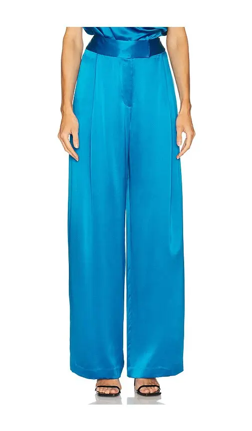THE SEI Relaxed Fit Silk Trousers - Blue
