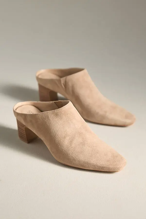 SILENT D Pointed-toe Block-heel Mules - Taupe