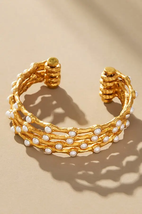 Joanna Laura Constantine Pearl Wave Cuff Bracelet - Gold