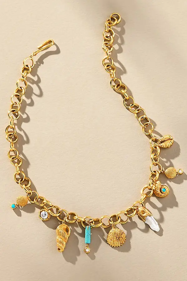 Joanna Laura Constantine Seashell & Stones Charm Necklace