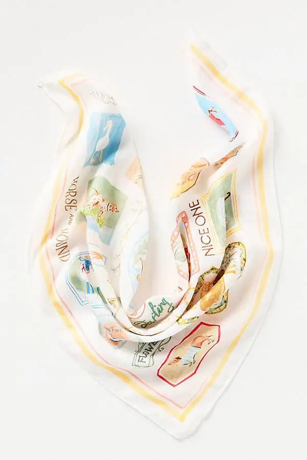 Maeve Prted Bandana Scarf - Cotswold Creme