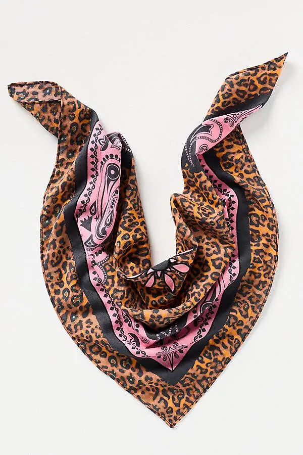 Maeve Prted Bandana Scarf - Leopard Neutral