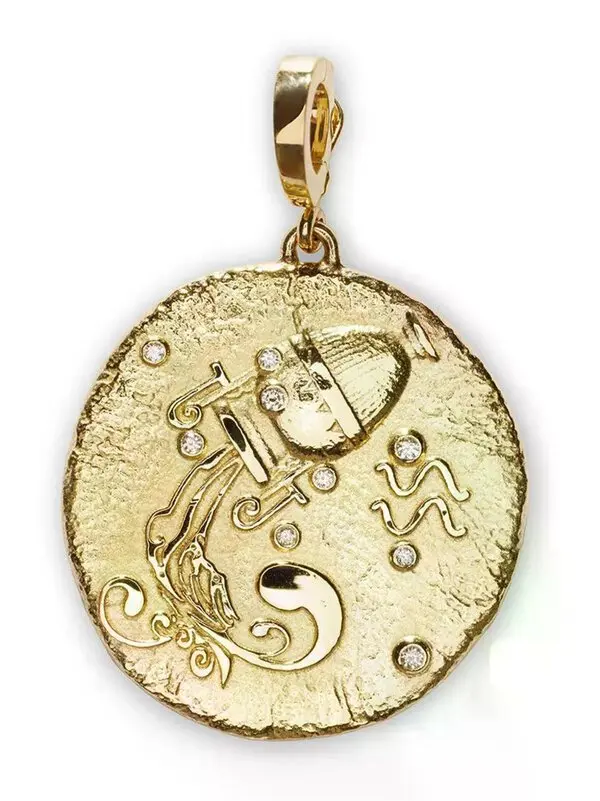 AZLEE 18kt Yellow Aquarius Diamond Pendant Charm - Gold