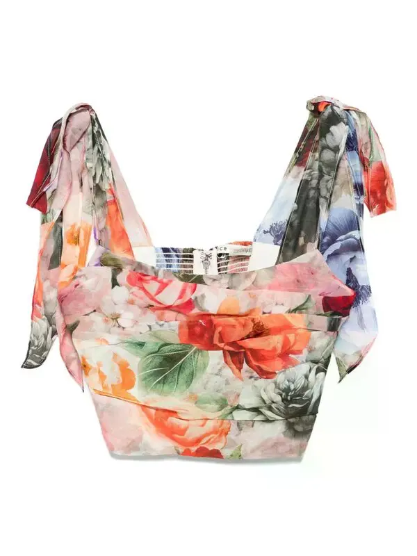 Alice + Olivia Floral-print Tie-detailed Blouse