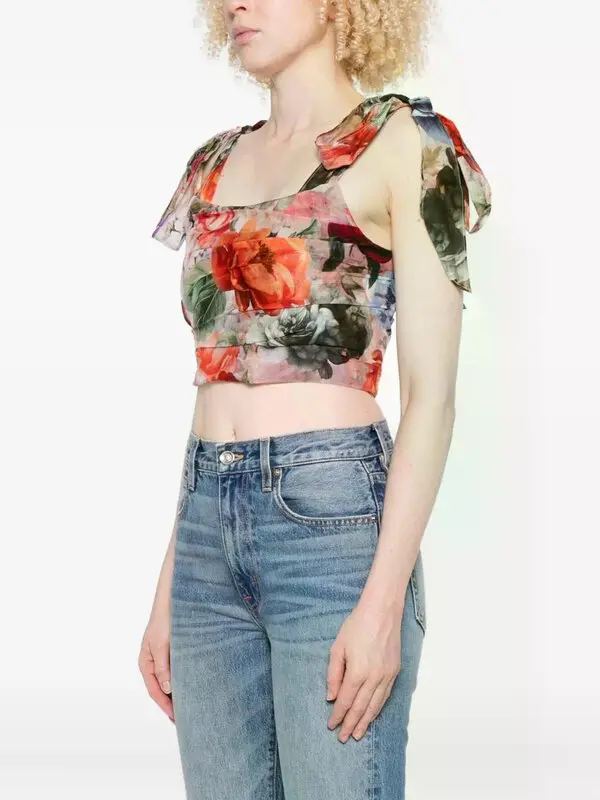 Alice + Olivia Floral-print Tie-detailed Blouse