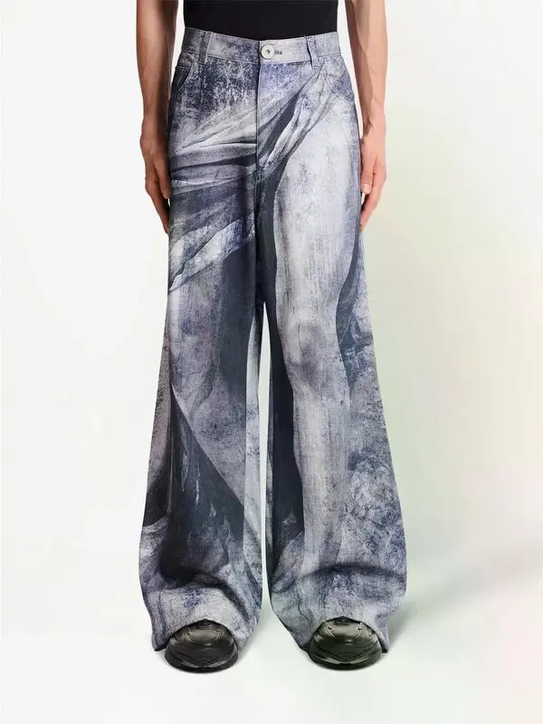Balmain Graphic-print Wide-leg Jeans