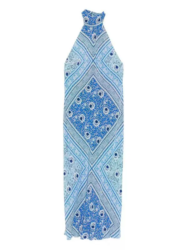 Rixo Paisley Print Halterneck Dress