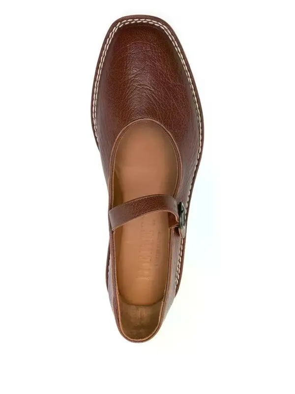 Hereu Brava Buckle-strap Leather Flat Pumps