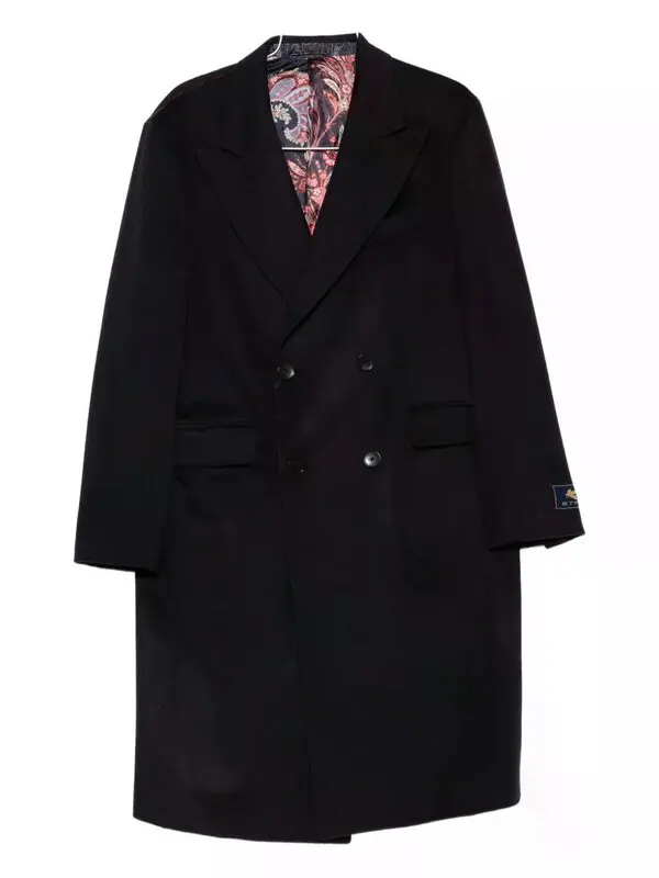 Etro Double-breasted Coat With Paisley Lining