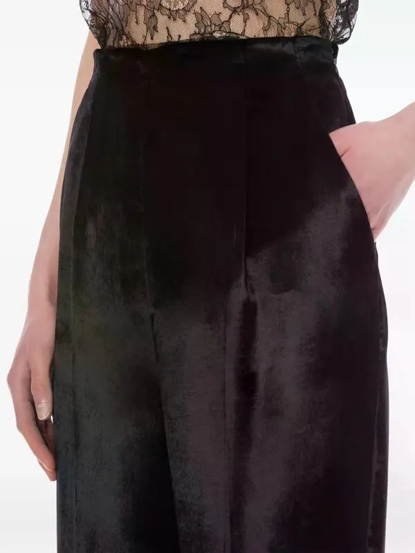 Alberta Ferretti Satin High-waisted Trousers