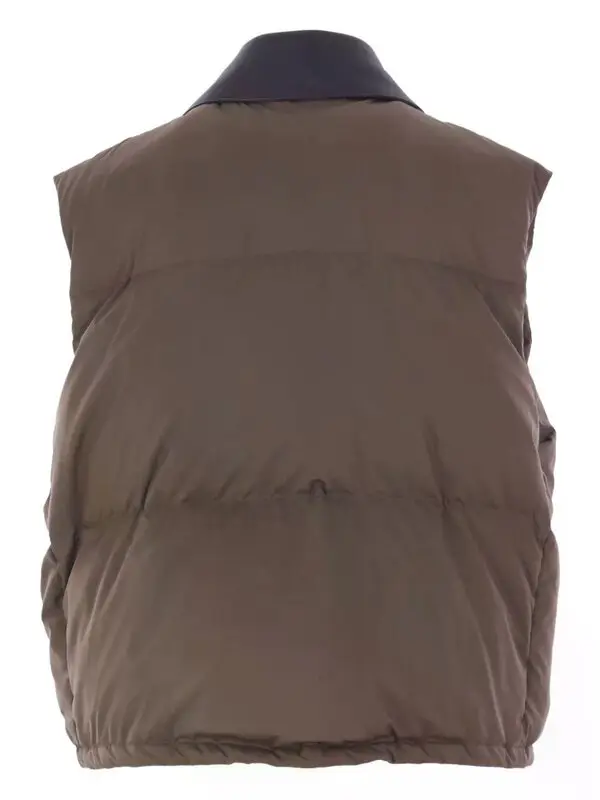 Miu Miu Quilted Gilet With Leather Collar