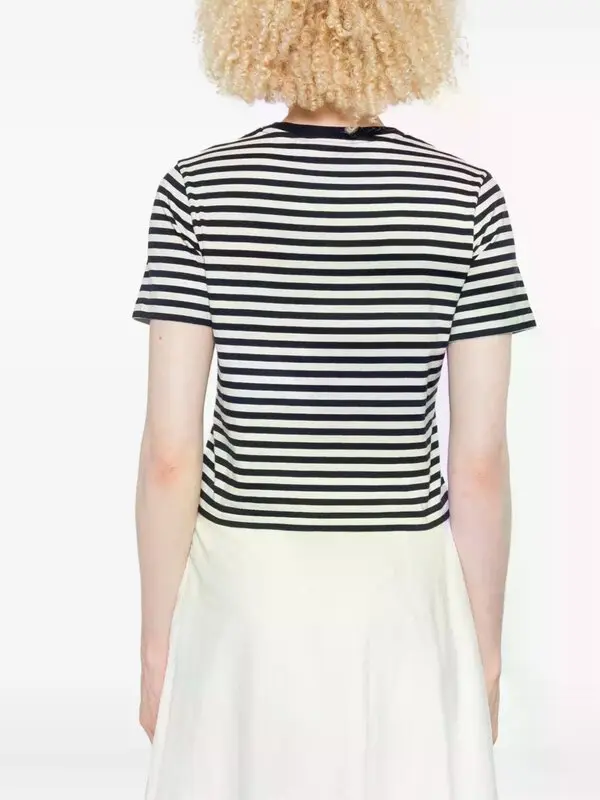 Maison Kitsuné Baby Fox-embroidered Striped Cropped Top