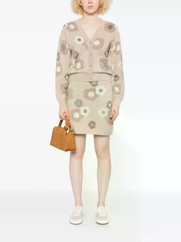 Kenzo Floral-pattern Knit Straight Skirt