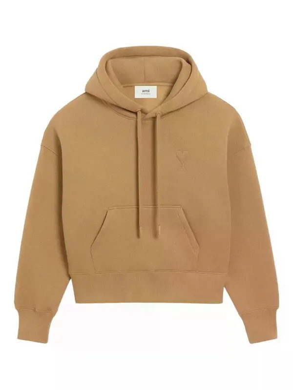 AMI Paris De Coeur Cotton Hoodie - Brown