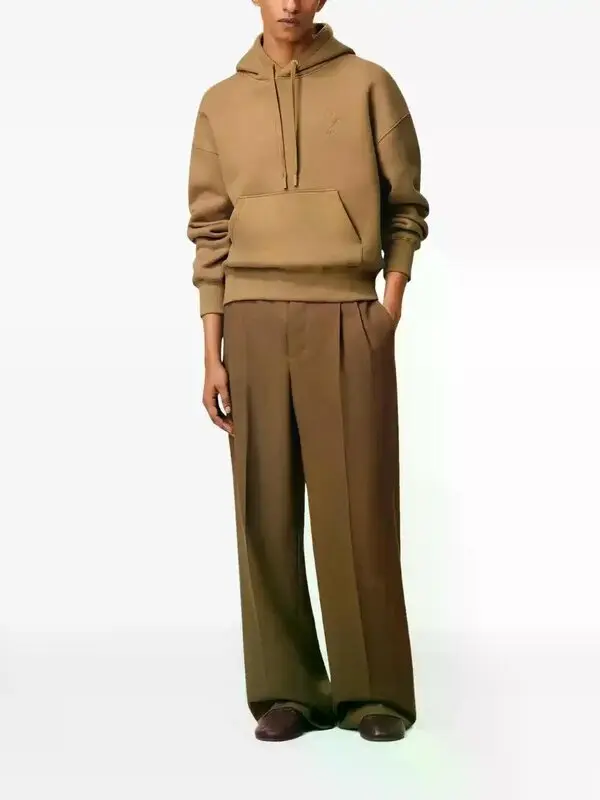 AMI Paris De Coeur Cotton Hoodie - Brown