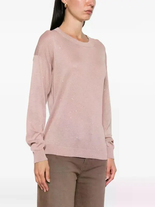 Eleventy Sequin-embellished Round-neck Sweater - Pink