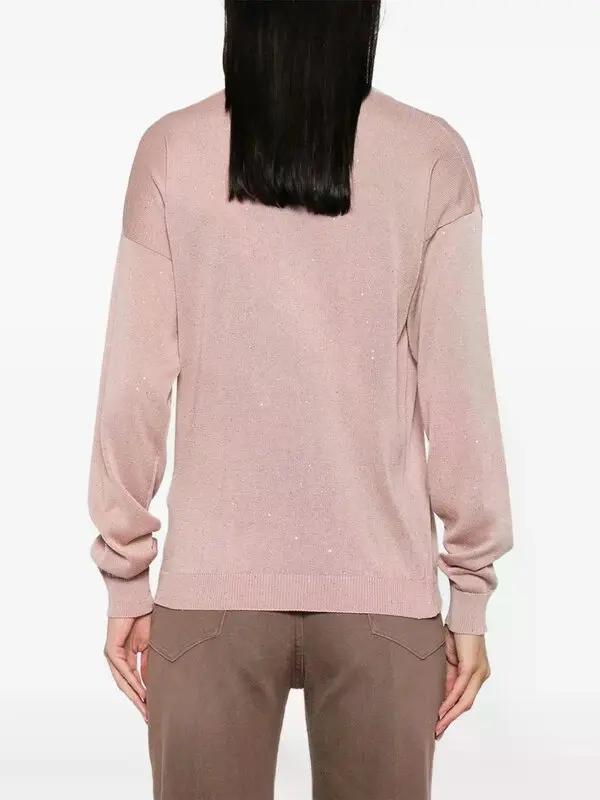 Eleventy Sequin-embellished Round-neck Sweater - Pink
