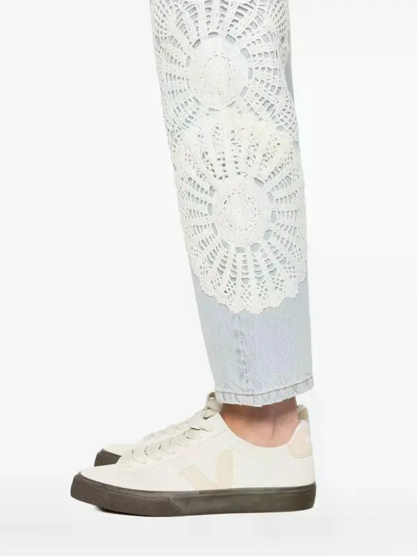 FRAME Crochet Embellished Straight Leg Jeans - Blue