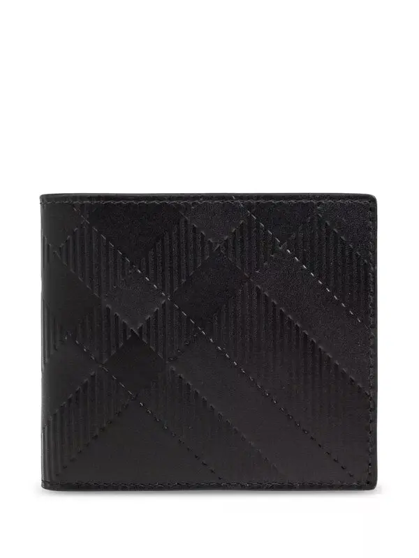 Burberry Embossed Check Bifold Wallet - Black