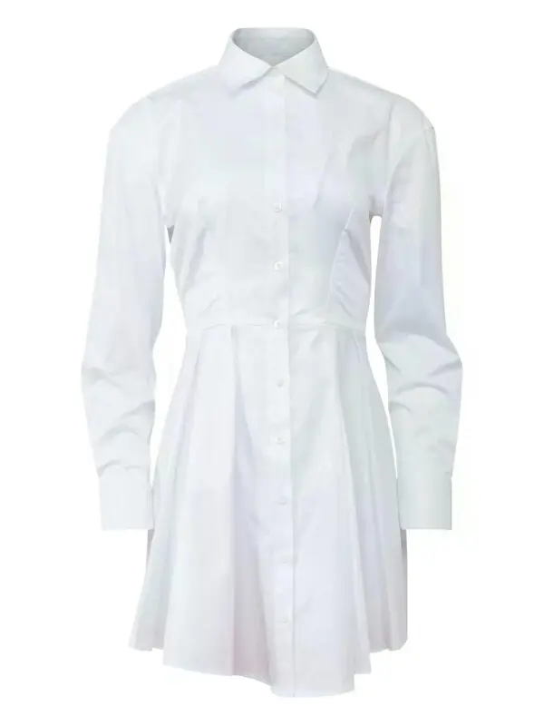 FLEUR DU MAL Poplin Pleated Shirt Mini Dress - White