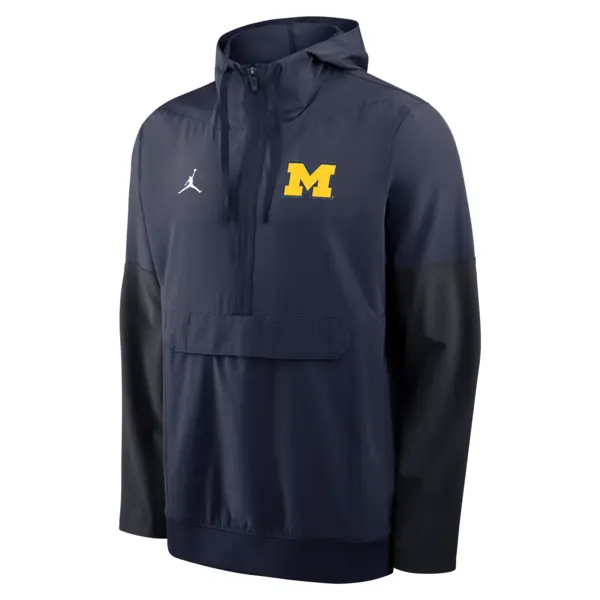JORDAN Michigan College 1/2-zip Hooded Anorak Jacket - Blue