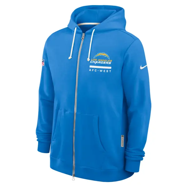 Nike Los Angeles Chargers Utility Player Sideline Dri-fit Nfl Full-zip Hoodie - Blue