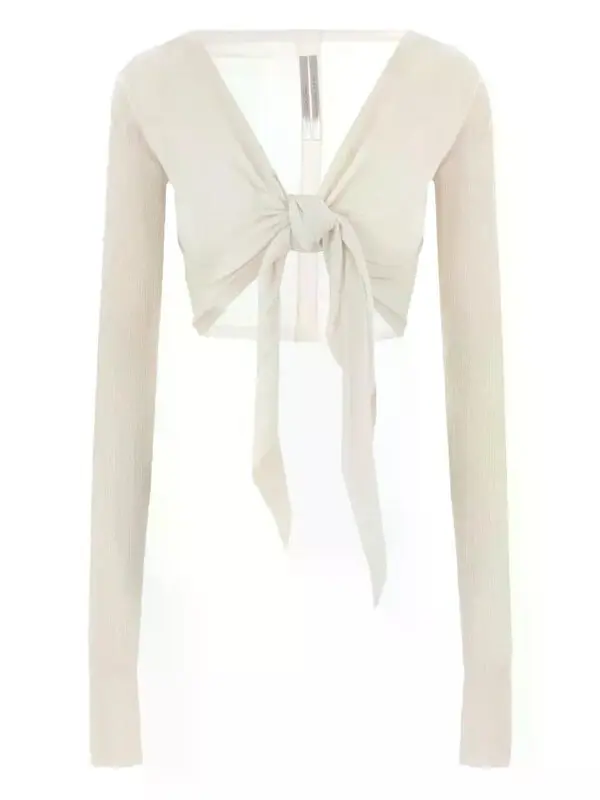 Rick Owens Tie-front Ribbed Cardigan - Neutrals