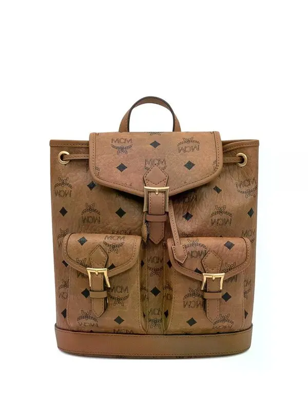 Mcm Monogram Buckle Backpack
