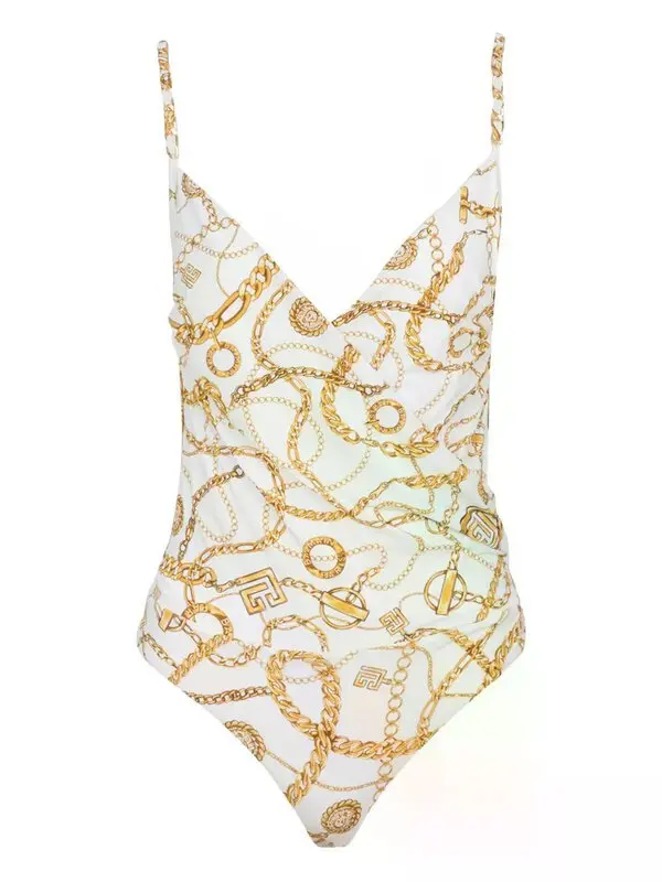 Balmain Chaînes-pattern One-piece Swimsuit - White
