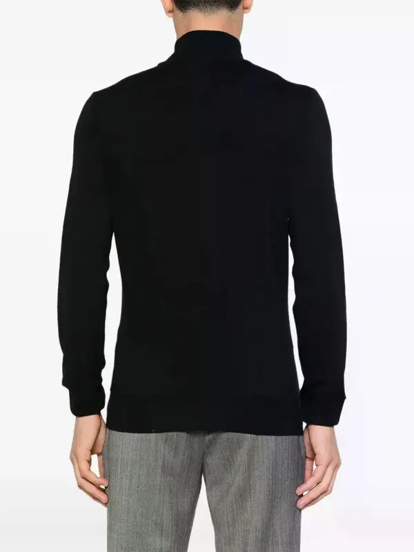Canali Long-sleeved Wool Sweater - Black