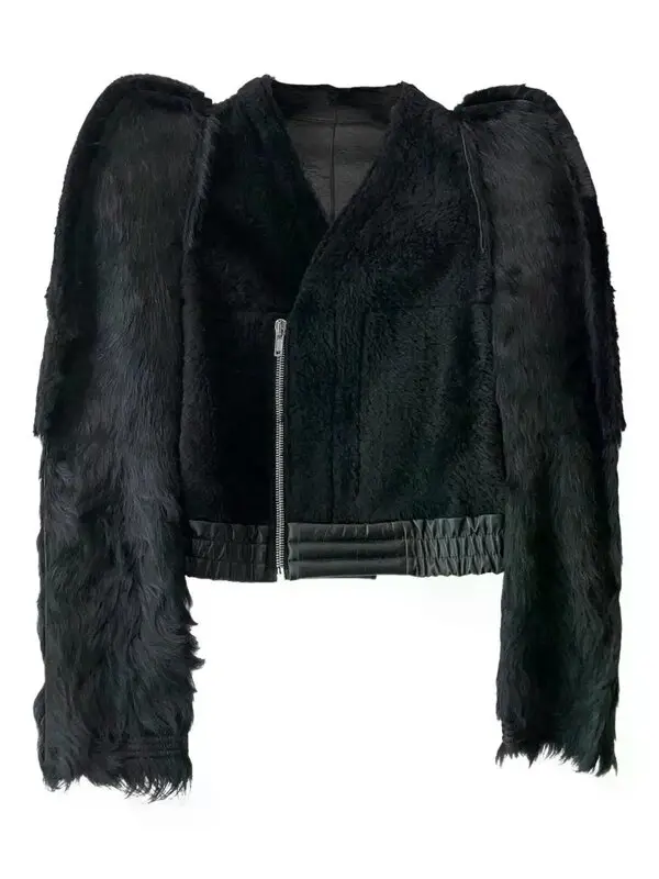 Rick Owens Zionic Flanged Shearling Cropped Jacket
