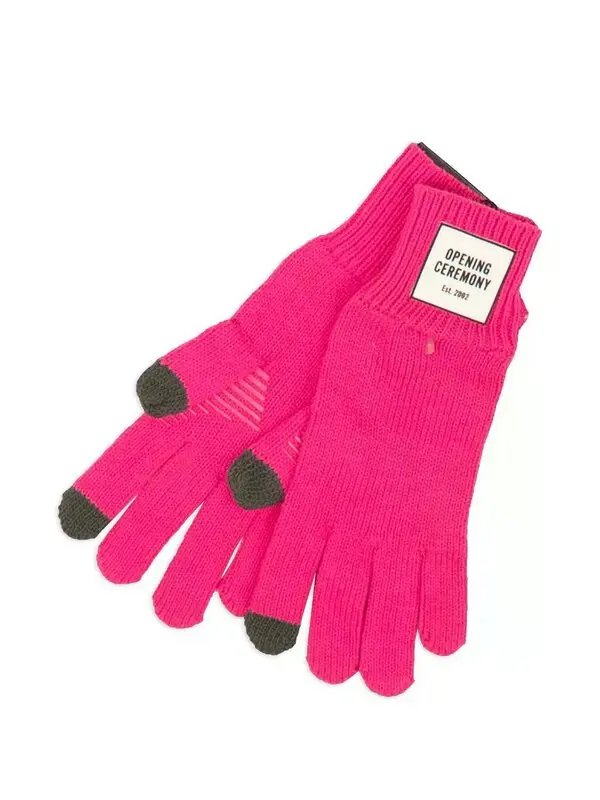 Opening Ceremony Oc Logo Knitted Gloves - Pink
