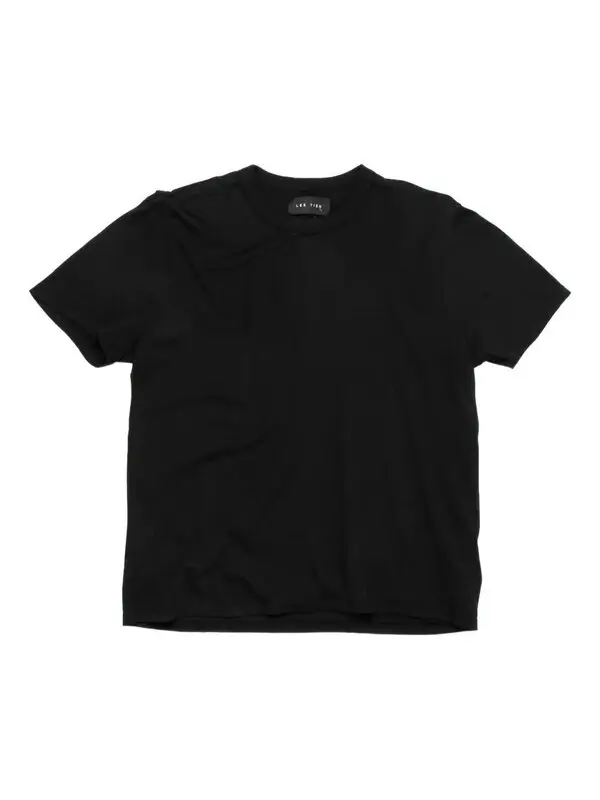 LES TIEN Binded-neck Cotton T-shirt - Black