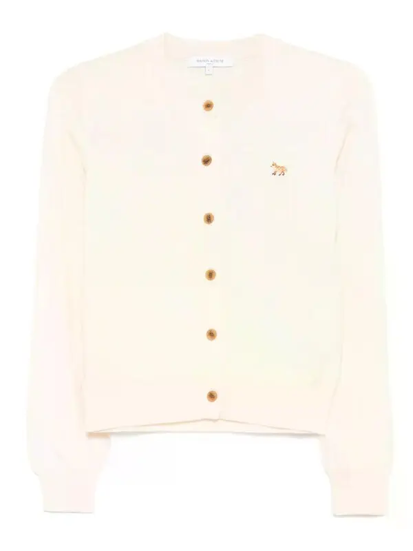 Maison Kitsuné Fox-embroidered Buttoned Cardigan - Neutrals