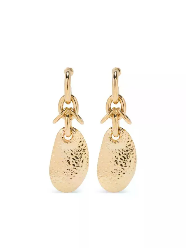 Chloé Hammered Disc Chain Earrings - Gold