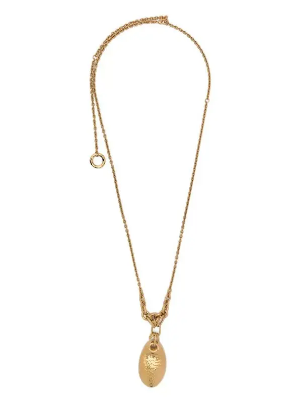 Chloé Hammered-oval Pendant Necklace - Gold