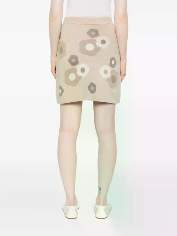 Kenzo Floral-pattern Knit Skirt - Neutrals
